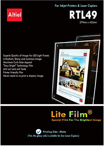 RTL49-10 sheets of 11" x 17" - Translucent Backlit Film sheet/Back Lit ...