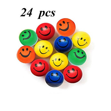 YYCC 24 Pieces of Foam PU Happy Smiley Face Stress Balls?Stress Relief ...
