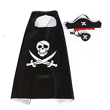 Cartoon Pirate Dress Up Satin Cape Cosplay Birthday Party Kids Costume ...