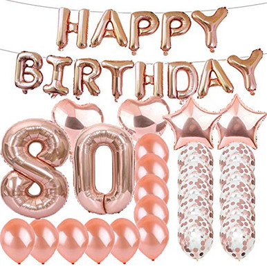 Sweet 80th Birthday Decorations Party Supplies,Rose Gold Number 80 ...