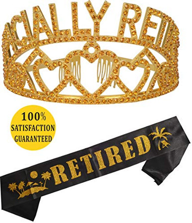 Gold Officially Retired Retirement Party Set | Officially Retired Tiara ...