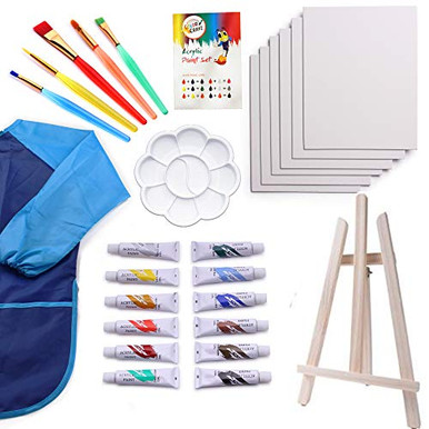 Kids Art Set | 27-Piece Acrylic Paint Set with 5 Paint Brushes 8x10 ...