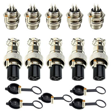 Aviation Connectors 5A, Lsgoodcare GX12-5 Pin Metal Aviation Plug Kit ...