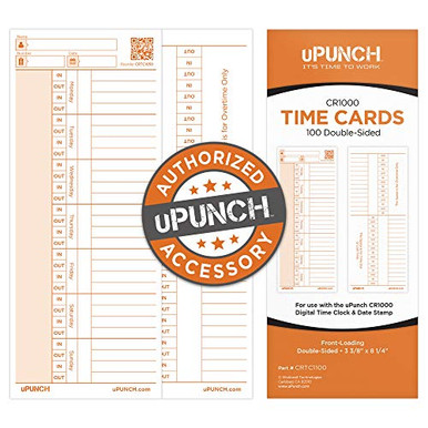 100 uPunch Time Cards for CR1000 Digital Time Clock & Date Stamp ...
