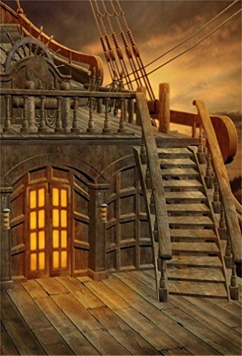 LFEEY 8x10ft Fantasy Pirate Ship Background Fairyland Cloudy Wooden ...