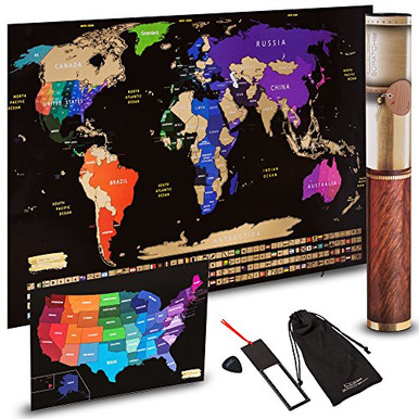 Scratch off World Map + Scratch off USA Map Travel Poster | US States ...