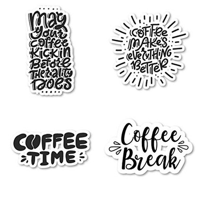 Coffee Quotes Sticker Pack Funny Coffee Stickers - 4 Pack - Laptop ...