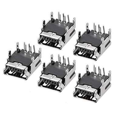 uxcell Mini USB PCB Connector 5P Female Jack Four Foot 90 Degree Angle ...