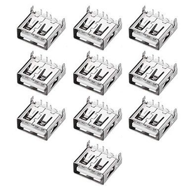 uxcell PCB USB Connector 2.0 A Type 4P Female Jack Sinking Plate 90 ...