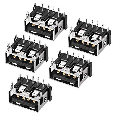 uxcell PCB USB Connector Type-A Female Jack Horizontal 10mm Short Body ...