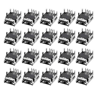 uxcell Mini USB PCB Connector 5P Female Jack Four Foot 90 Degree Angle ...
