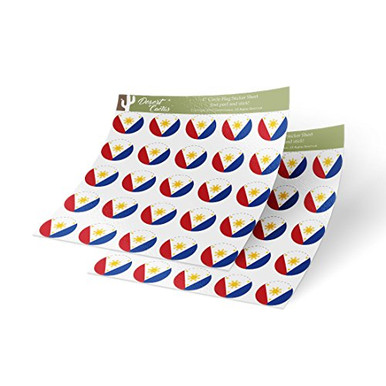 Philippines Country Flag Sticker Vinyl Decal 1 Inch Round Two Sheets 50 ...