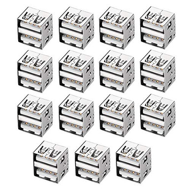 uxcell PCB USB Connector Type-A Dual Port Female Jack Vertical Flat ...