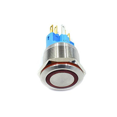 Mecion 22mm Momentary Push Button Switch AC 250V 5A with Red LED Angel ...