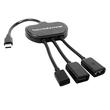 Cablecc Type-C USB-C Multiple Cable Dual Ports Hub with PD Power Charge ...