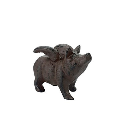 Cast Iron Flying Pig with Wings Paperweight Bronze Rust Finish Desk ...