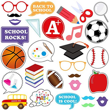 Back to School Photo Booth Props Kit - First Day of School Decorations ...