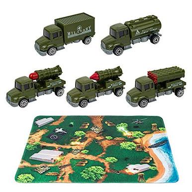 Army Truck Toys with Play Mat, 5 Military Vehicles, 14" x 18" War ...