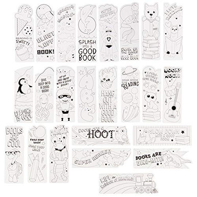 Juvale Color Your Own Bookmarks for Kids (24 Pack) Cute Animals and ...