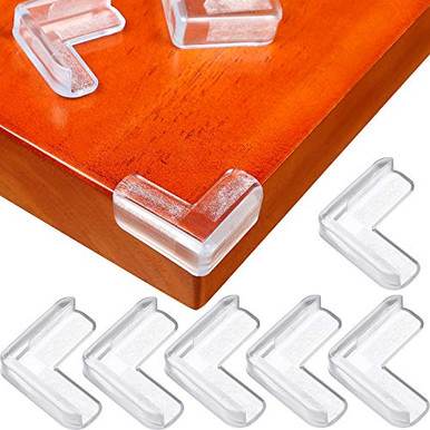 32 Pieces Clear Corner Protector Adhesive Edge Safety Bumpers L-Shaped ...