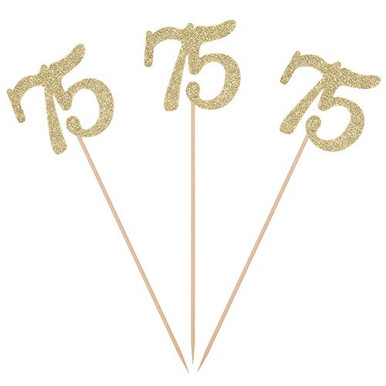 Pack of 10 Gold Glitter 75th Birthday Centerpiece Sticks Number 75 ...