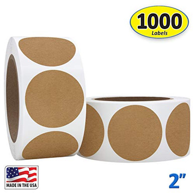 2" Kraft Brown Round Color Coding Circle Dot Labels on a Roll, 1000 ...