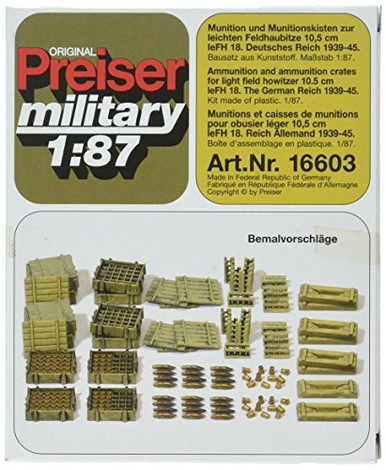 Preiser 16603 Former German Army WWII Artillery 10.5cm Light Field Howitzer (Plastic Kit) HO ...