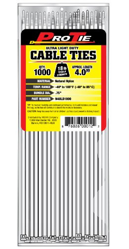 Pro Tie N4ULD1000 4-Inch Ultra Light Duty Standard Cable Tie, Natural ...