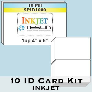 10 Teslin ID Card Kit - 1-Up Inkjet Teslin Sheets & Butterfly Pouches ...