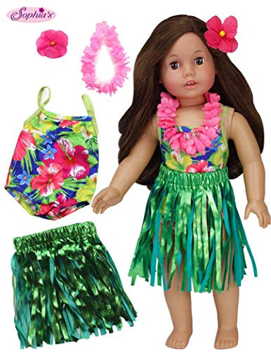 Sophia's Hawaiian Luau 4 Piece Doll Bathing Suit Floral Bathing Suit ...