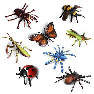 8 pcs Plastic Insects Bugs Lifelike Assorted Figures Realistic Insect ...