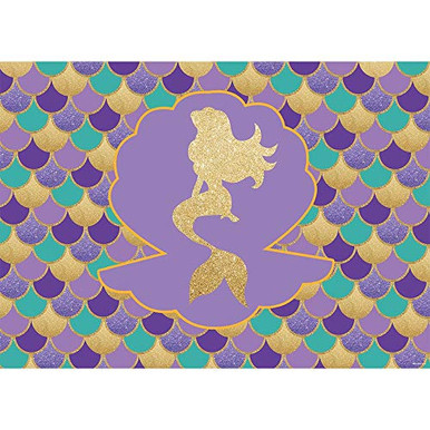 Allenjoy 7x5ft Under The Sea Little Mermaid Backdrop Glare Glitter Gold ...