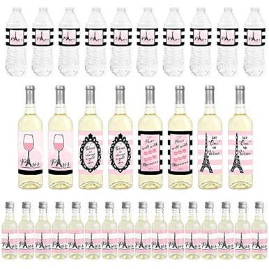 Big Dot of Happiness Paris, Ooh La La - Mini Wine Bottle Labels, Wine ...