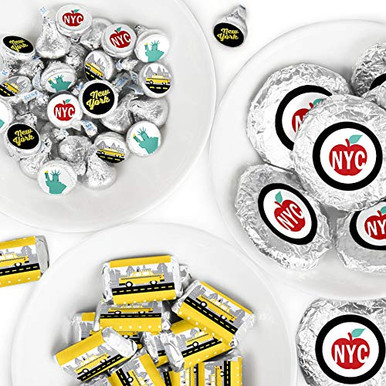 Big Dot of Happiness NYC Cityscape - Mini Candy Bar Wrappers, Round ...