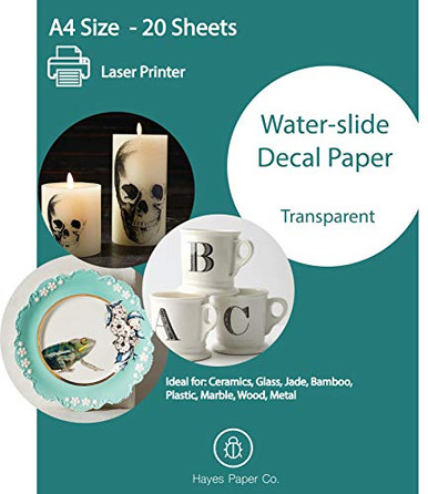 Hayes Paper, Waterslide Decal Paper LASER CLEAR 20 Sheets Premium Water ...