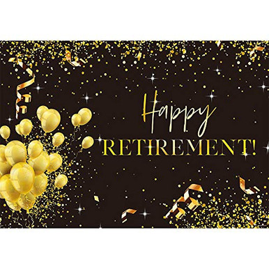 Allenjoy 7x5ft Black and Gold Happy Retirement Photography Backdrop ...
