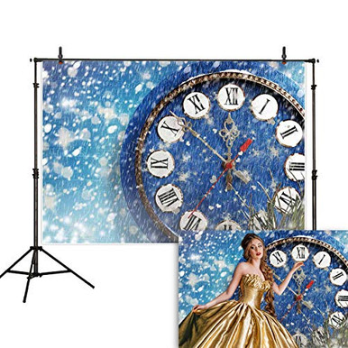 Allenjoy 7x5ft Cinderella Princess Backdrop Blue Clock Winter ...