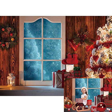 Allenjoy Christmas Indoor Photo Booth Backdrop Window Sill Rustic ...