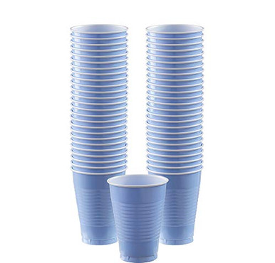 Amscan Reusable Pastel Blue Plastic Cups Big Party Pack, 12 Oz., 50 Ct ...