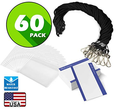 Waterproof Name tag with Lanyard Swivel J-Hook Clip Kids Name Label ...