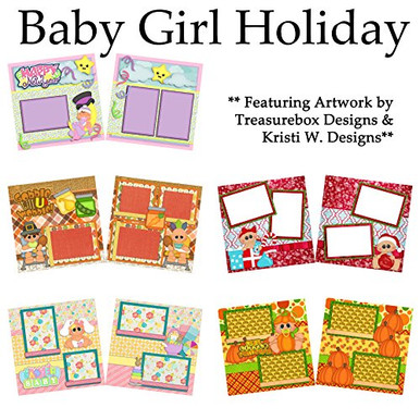 BABY HOLIDAY GIRL Scrapbook Set - 5 Double Page Layouts ...