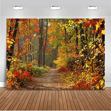 Mocsicka Fall Scenery Backdrop 7x5ft Vinyl Autumn Forest Path Yellow ...