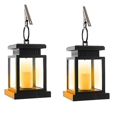 Kyson Solar Power Vintage Latern Candle Twinkle Effect 2 LEDs Outdoor ...