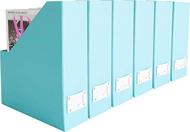 Blu Monaco Foldable Aqua Magazine File Holder with Leather Label Holder ...