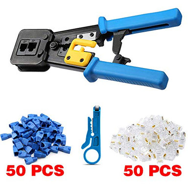 EZ RJ45 Crimp Tool Kit Cat5 Cat5e Cat6 Pass Through Crimping, Ethernet ...