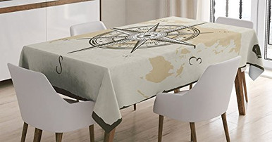 Ambesonne Compass Decor Tablecloth, Nautical Compass on Background of ...