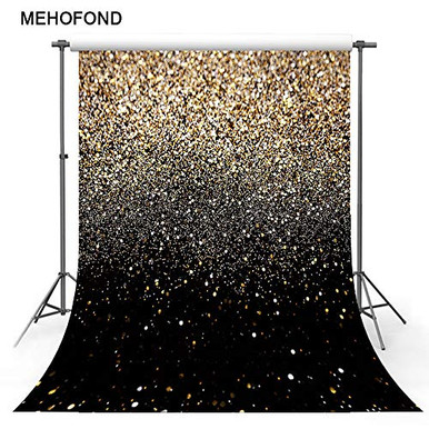 MEHOFOND 6x8ft Gold Glitter Sequin Spot Black Prom Backdrops Starry Sky ...
