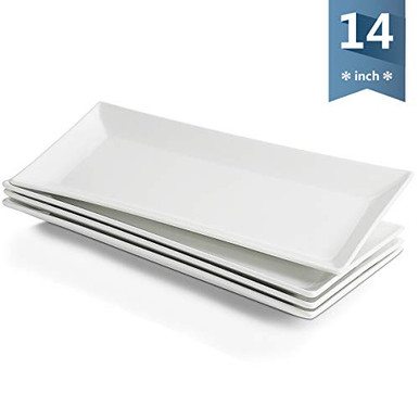Sweese 704.101 14 Inch White Rectangular Plates, Serving Platters for ...