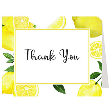Lemon Thank You Cards Lemonade Baby Shower Bridal Wedding Birthday ...