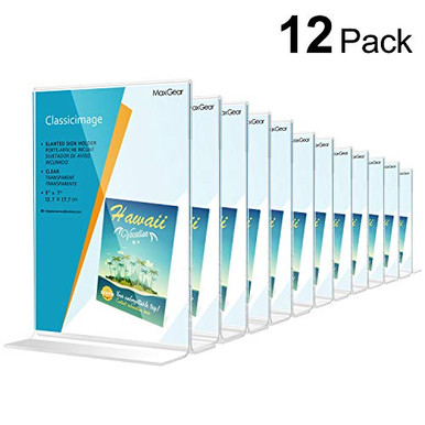 MaxGear Acrylic Sign Holder 5x7 inches Vertical Double Sided Sign ...